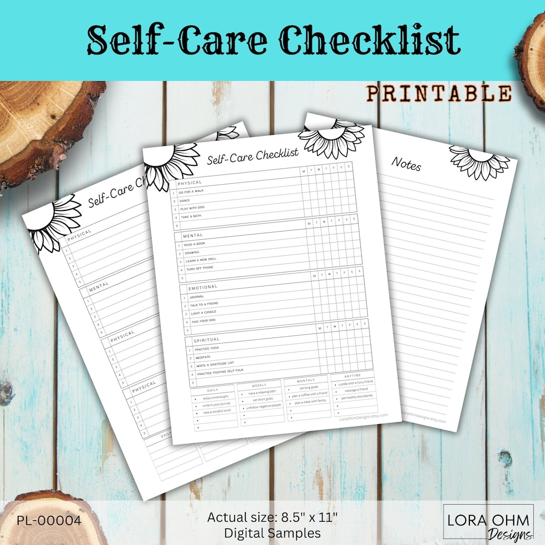 Minimalist Self-care Checklist | Sunflowers | PDF Download ...