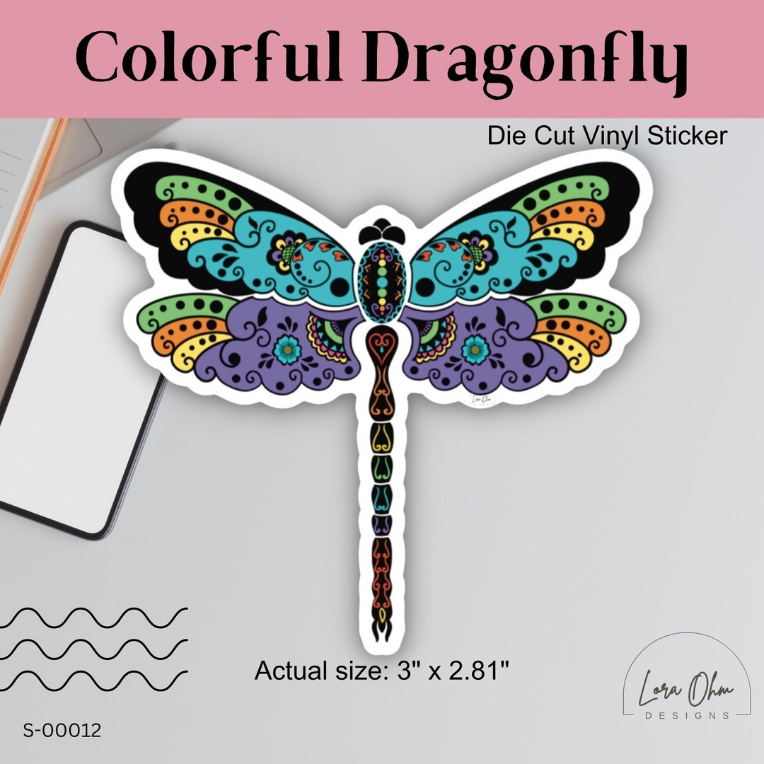 Colorful Dragonfly | Vinyl Sticker | 2.83" X 3" - Etsy