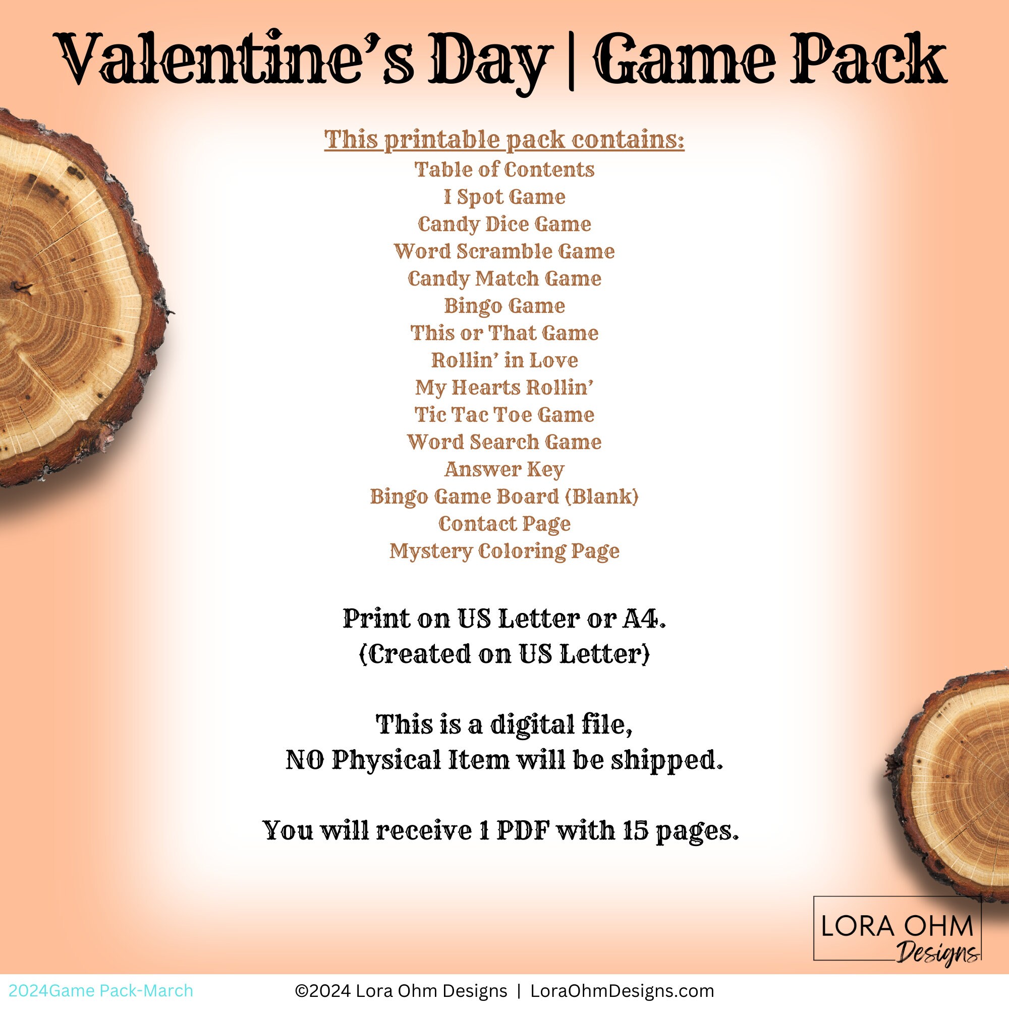 Valentine's Day Printable Game Pack PDF Downloadable Candy Match I Spot ...
