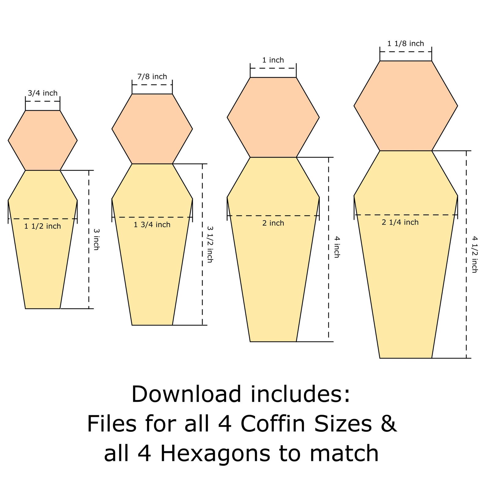 Coffin English Paper Piecing Templates - 4 Sizes – Digital Download - Etsy