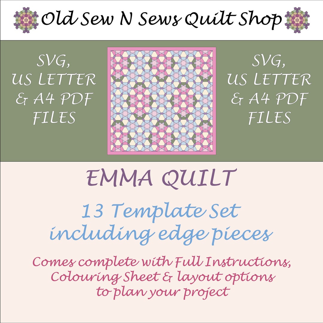 Emma Quilt EPP Template Set - SVG, US Letter & A4 Versions - Etsy