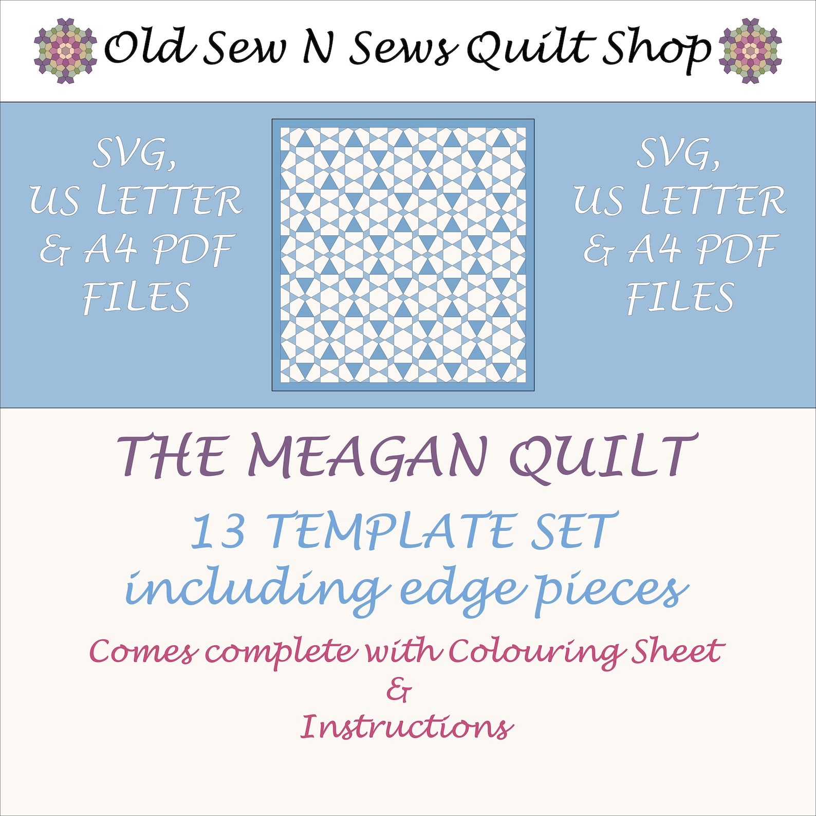 Meagan EPP Quilt Template Set - SVG, US Letter & A4 Versions - Etsy