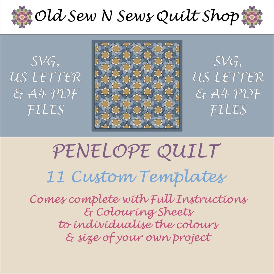 Penelope Quilt EPP Template Set SVG, US Letter & A4 Versions - Etsy