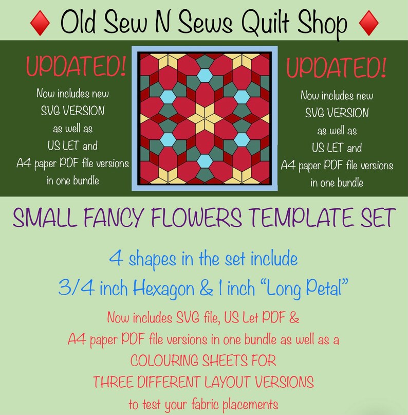 Fancy Flowers EPP Template Set Small SVG US Letter & A4 - Etsy