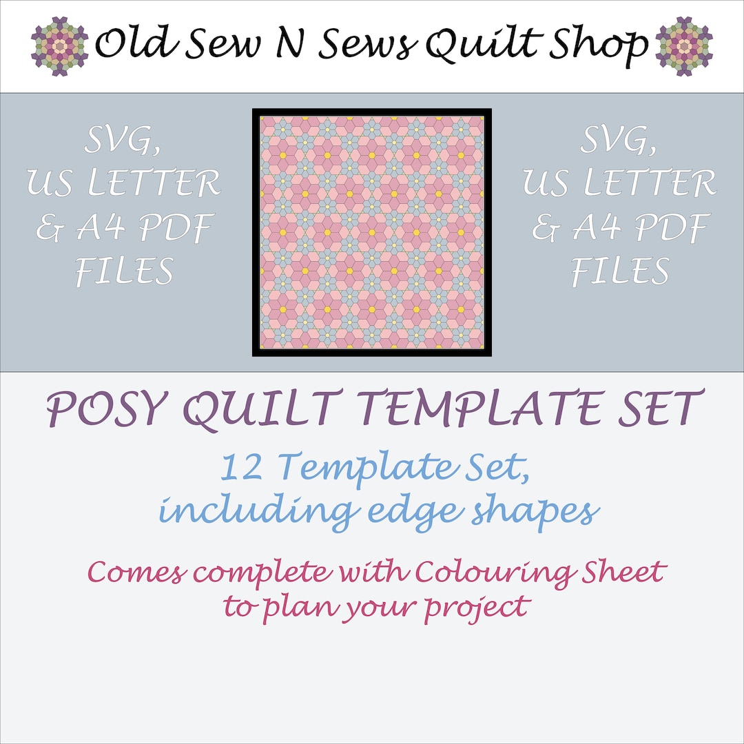 Posy Quilt 12 EPP Template Set - SVG, US Letter & A4 Versions - Etsy