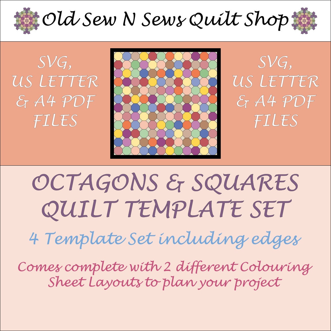 Octagon Square English Paper Piecing Templates – Digital Download - Etsy