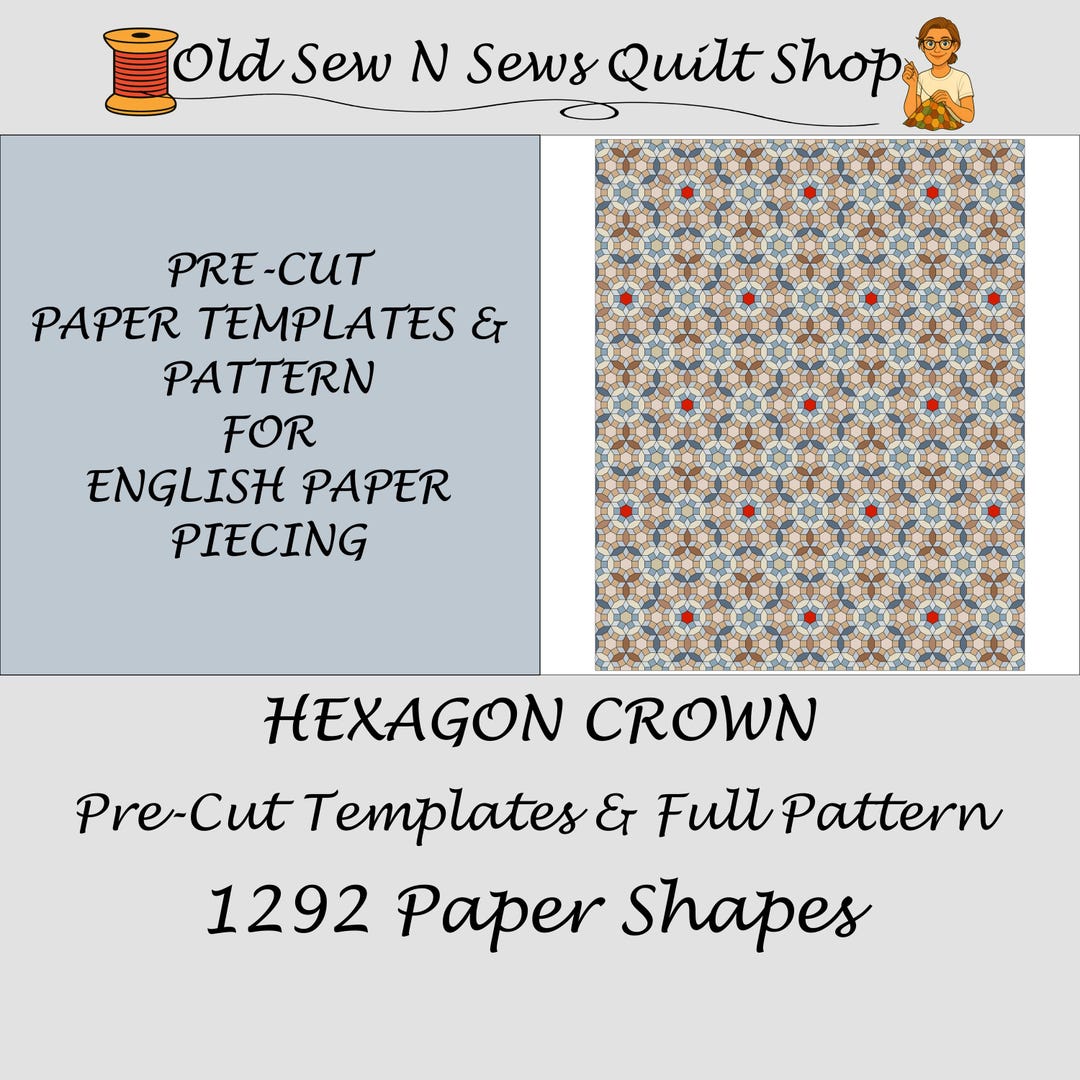 HEXAGON CROWN Pre-cut Paper Templates and Pattern for English Paper ...