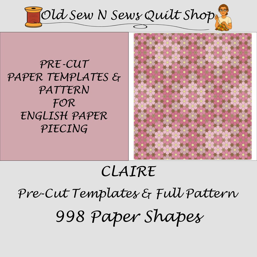 CLAIRE Pre-cut Paper Templates and Pattern for English Paper Piecing - Etsy