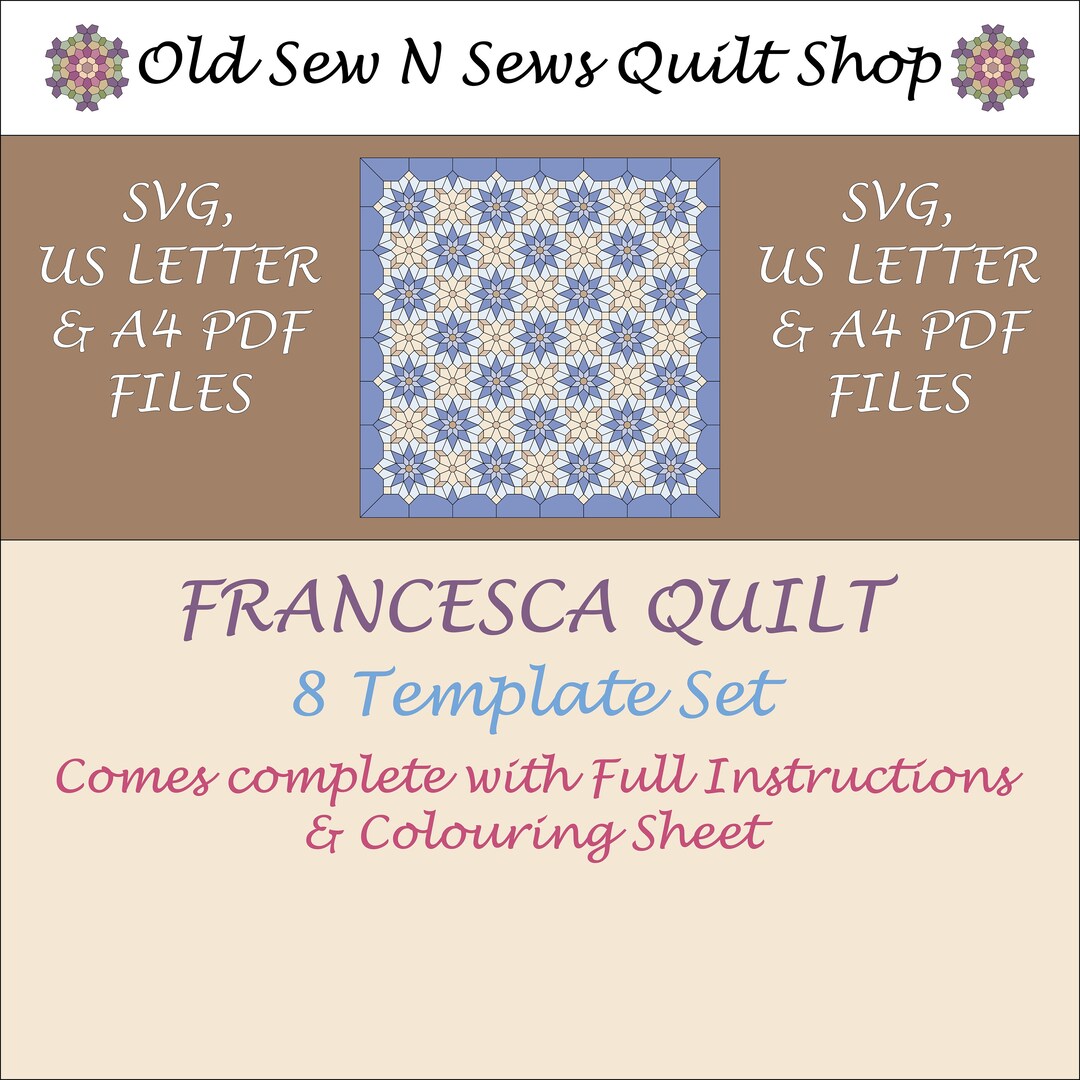Francesca Quilt EPP Template Set - SVG, US Letter & A4 Versions - Etsy