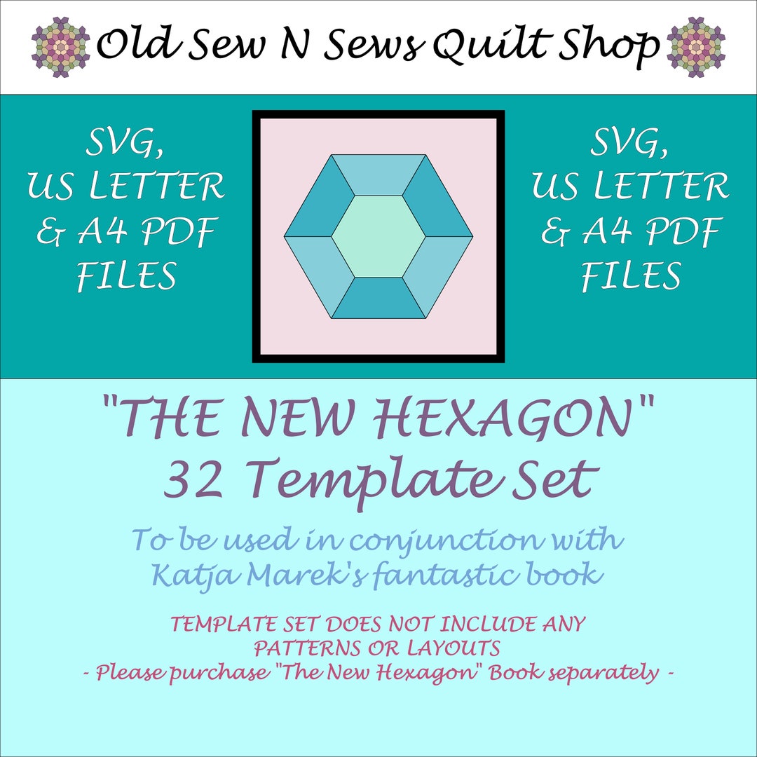 The New Hexagon Book EPP 32 Template Set - SVG, US Letter & A4 Versions ...