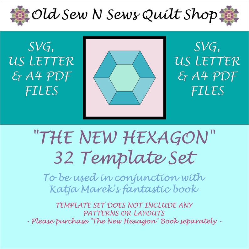 The New Hexagon Book English Paper Piecing 32 Template Set – Digital ...