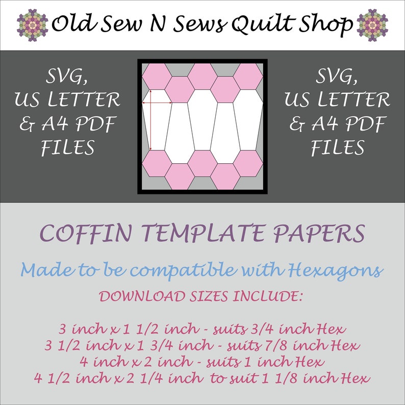 Coffin English Paper Piecing Templates - 4 Sizes – Digital Download - Etsy