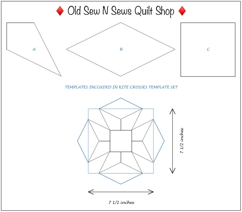 Kite Crosses EPP Template Set SVG File US Letter & A4 Pdfs - Etsy