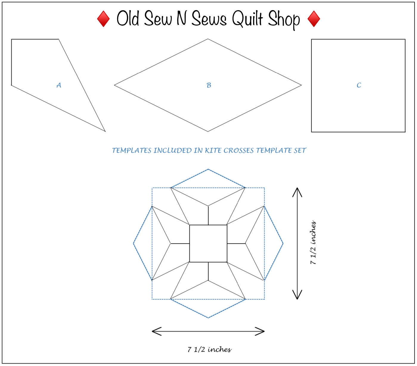 Kite Crosses EPP Template Set SVG File US Letter & A4 Pdfs - Etsy Canada