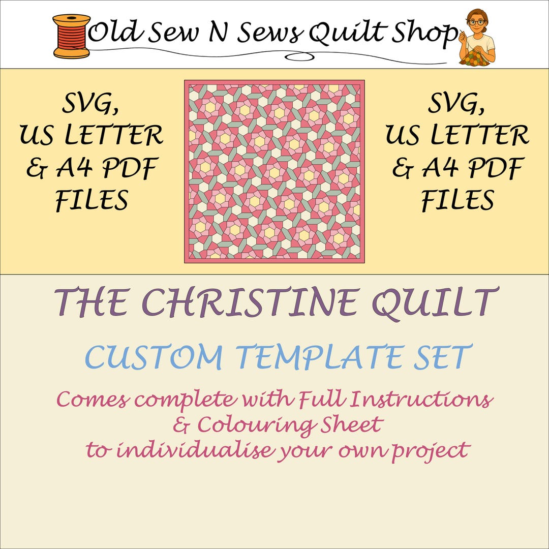 Christine Quilt EPP Pattern Download - SVG, US Letter & A4 Versions - Etsy