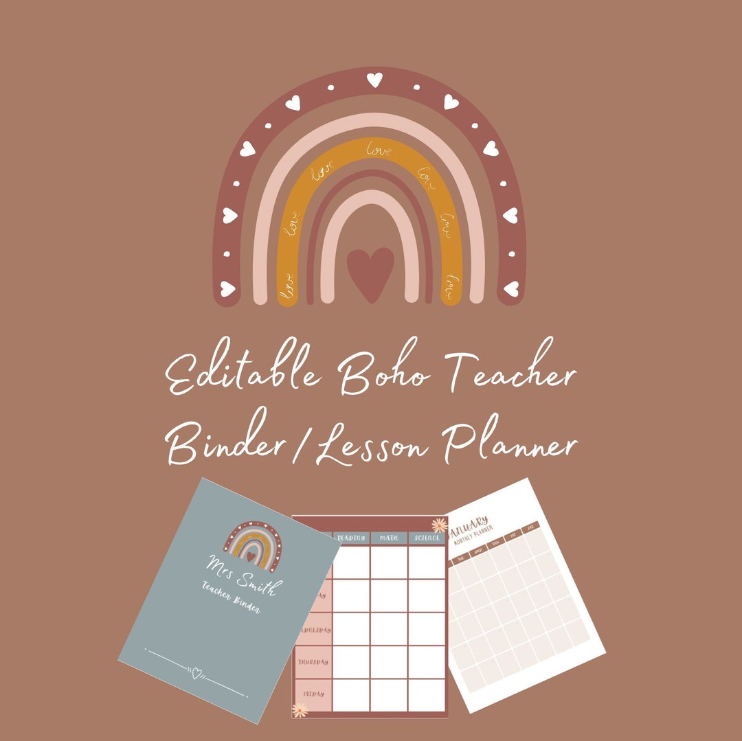 Editable Boho Teacher Information Binder and Lesson Planner - Etsy