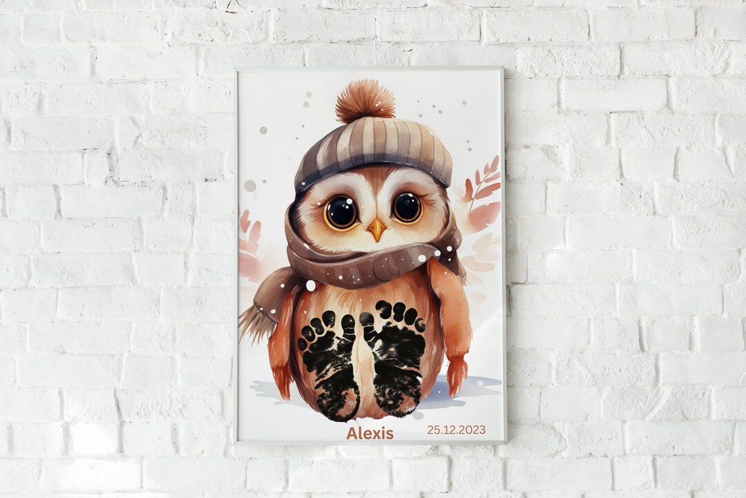 Personalised Baby & Owl Footprint Kit - Etsy