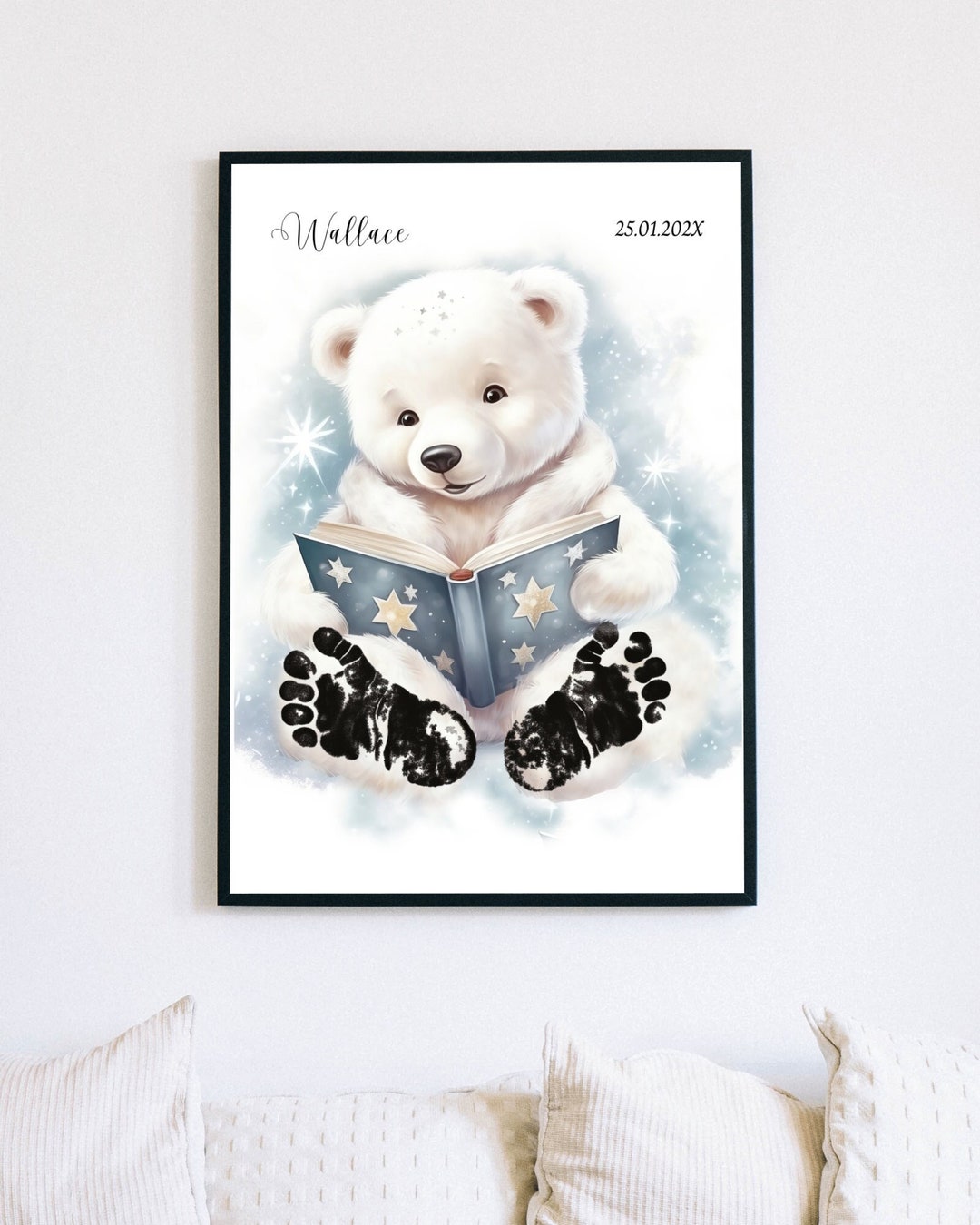 Babys First Footprint Bear Cub Print, Footprint Art, Personalised Baby ...