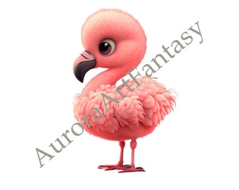 Baby Flamingo Clipart PNG Flamingo Boho Flower Bird Wallart Cute ...