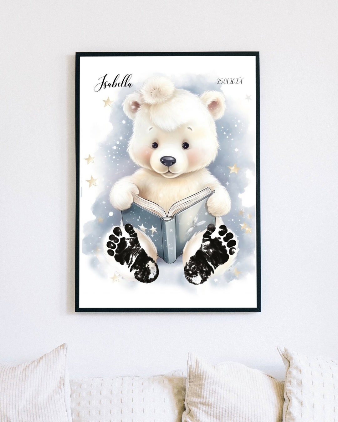 Babys First Footprint Bear Cub Print, Footprint Art, Personalised Baby ...