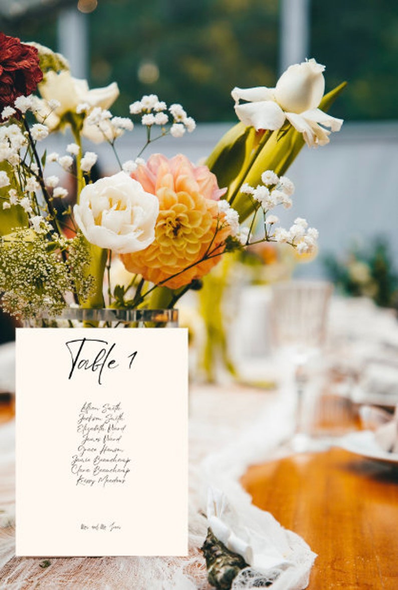 Editable Table Numbers, Wedding, Minimalistic, Bride and Groom ...