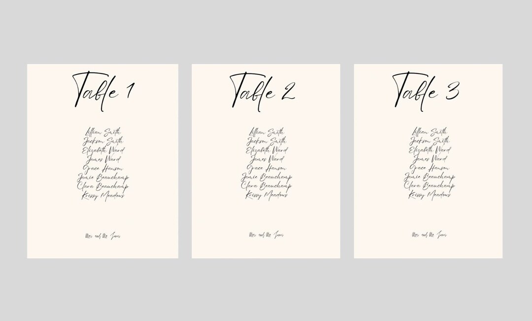 Editable Table Numbers, Wedding, Minimalistic, Bride and Groom ...