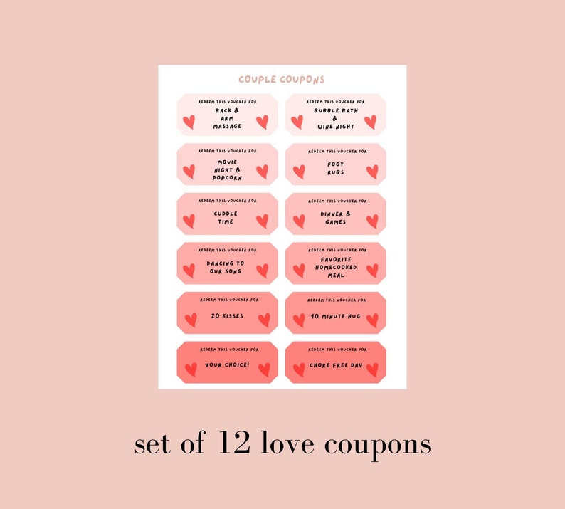Love Coupons, Valentine's Day Gift, Lovers, Couples, Hearts, Gifts ...