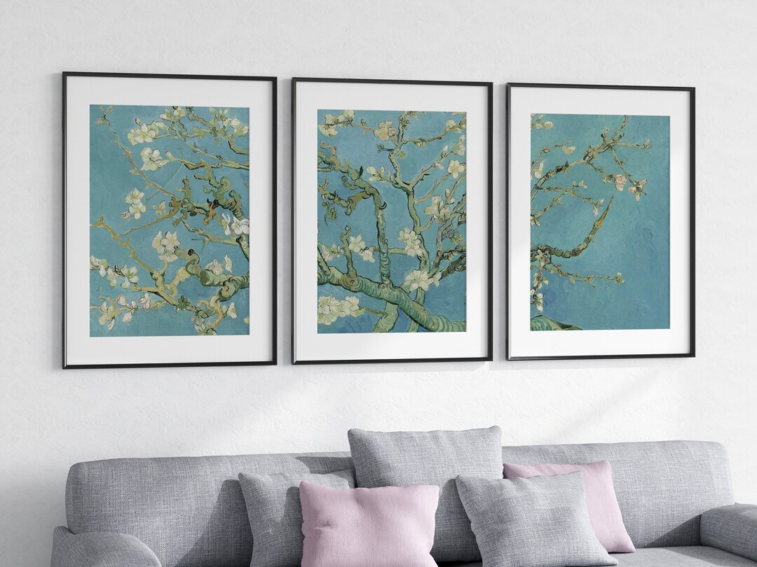 Almond Blossom 2 Sets of 3-panel Split Canvas, Triptych Artwork Prints ...