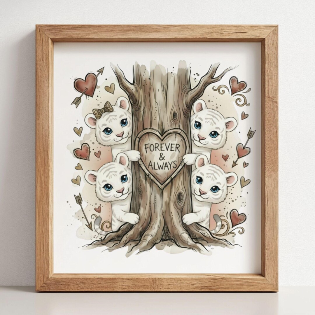 Valentine White Tiger Cubs PNG, Funny Tiger Cub Sublimation Design ...