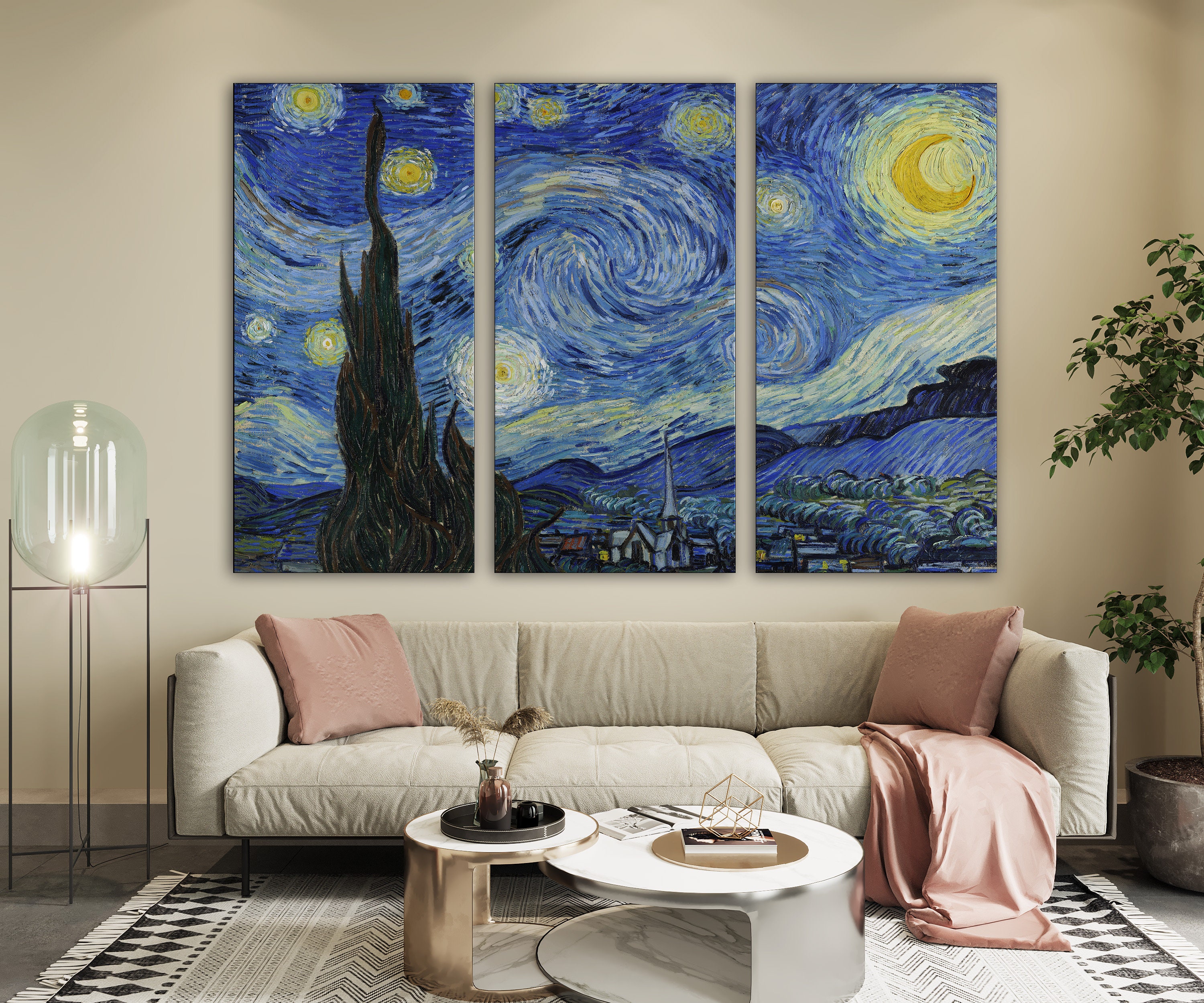2 Styles, the Starry Night, Vincent Van Gogh, Printable Wall Art, Oil ...