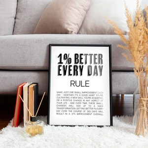 1% Better Every Day Rule, Wall Art Quote, Self-help Quote, Get Better ...