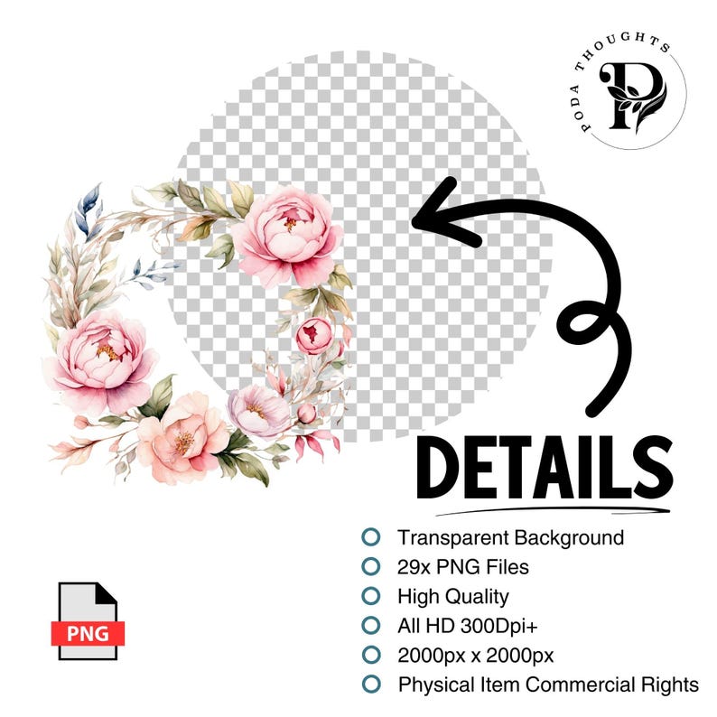 Watercolor Floral Frames Clipart Bundle – Flower Wreath PNG, Wedding ...