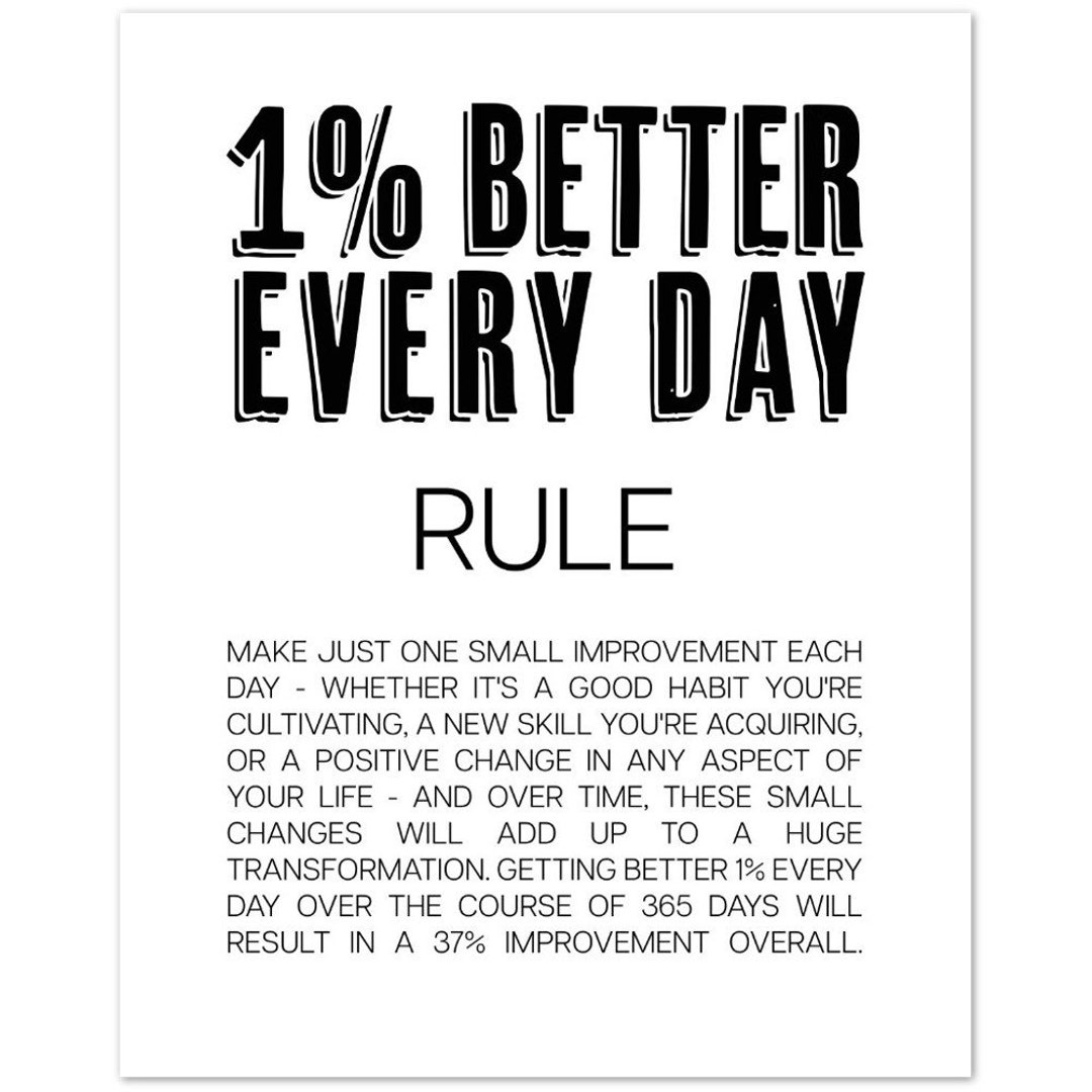 1% Better Every Day Rule (16"x20") - Premium Matte Paper Poster - Etsy