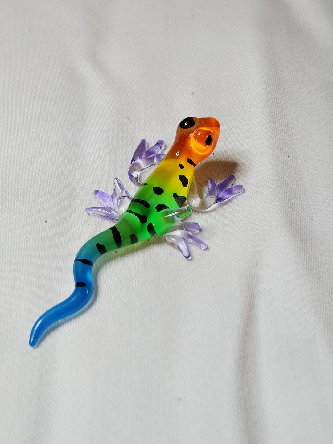 Vintage Glass Gecko | Rainbow Gecko Figurine - Etsy