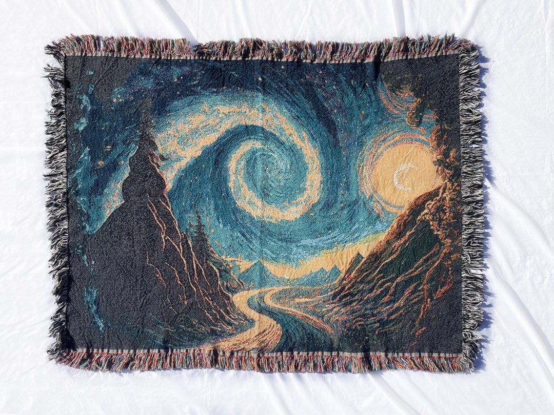 Starry Night Inspired Tapestry Throw Blanket Van Gogh Styled Wall Decor ...