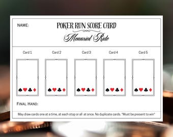 POKER RUN CARD Easy to Use. Just Download and Print. Perfect for All ...
