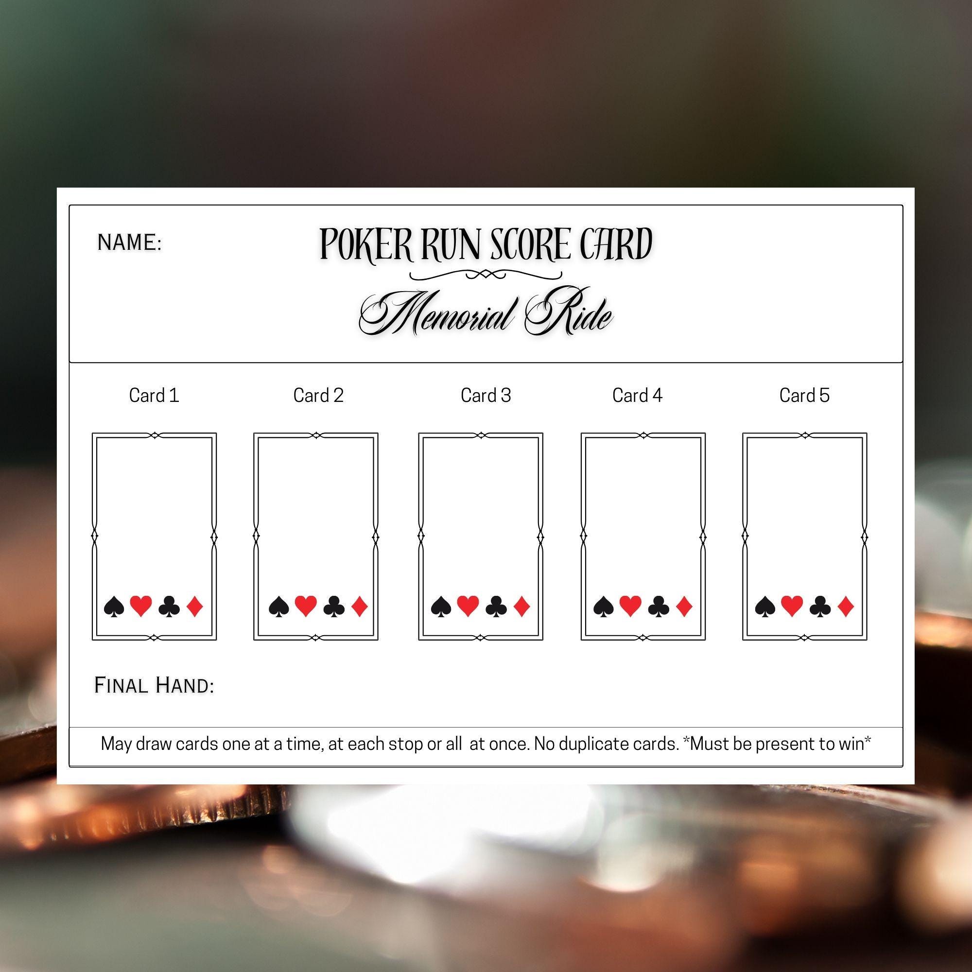 POKER RUN CARD Easy to Use. Just Download and Print. Perfect for All ...
