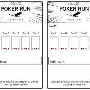 Ride Free Poker Run Score Card - Etsy