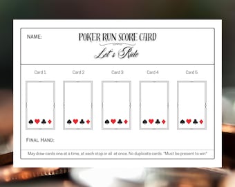 POKER RUN CARD Easy to Use. Just Download and Print. Perfect for All ...