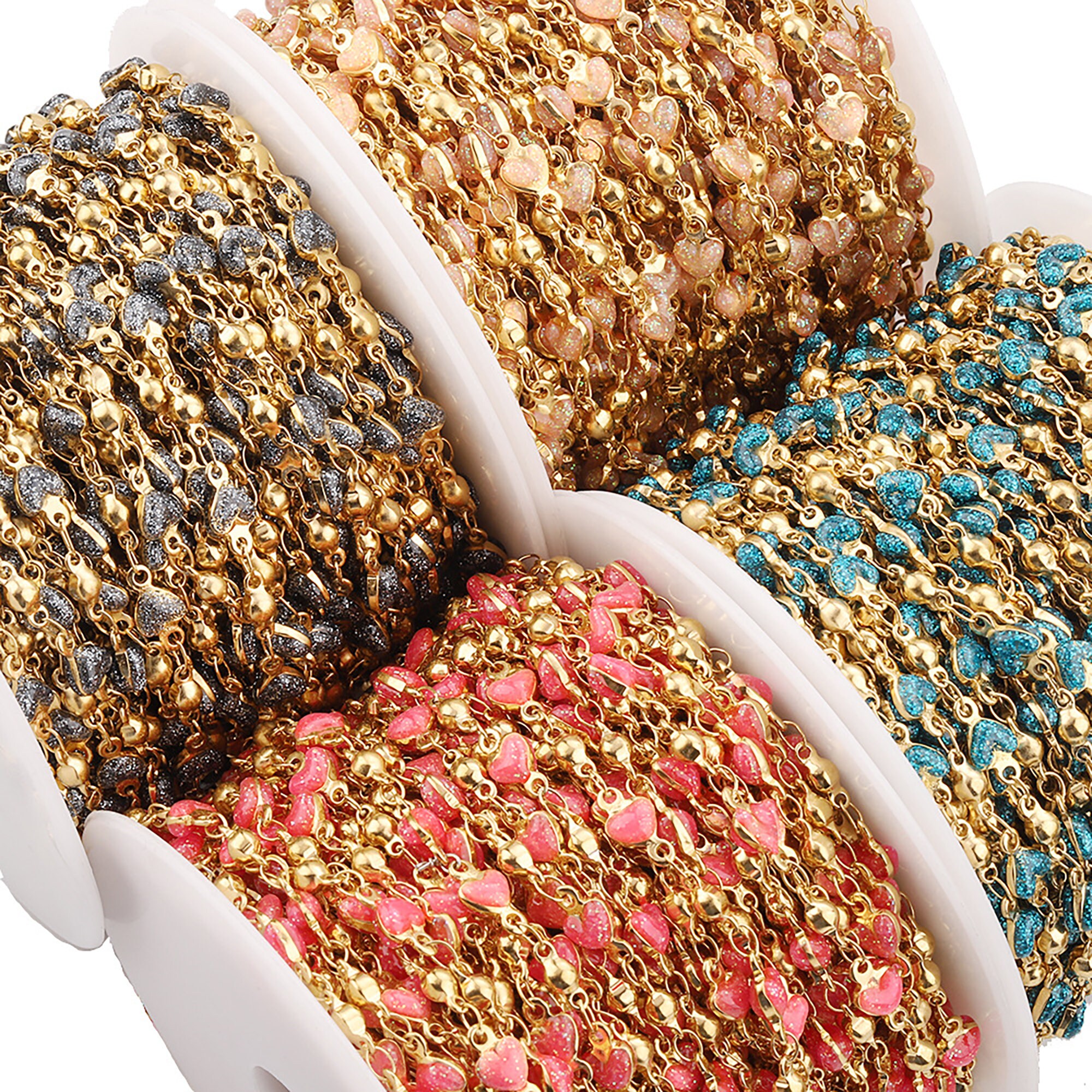 304 Stainless Steel Heart Enamel Ball Chaincolorful Beaded - Etsy