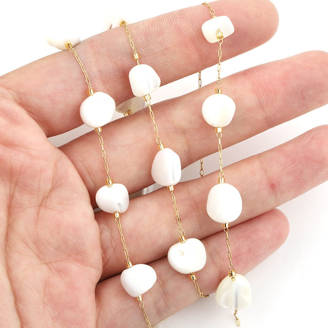Shell Beaded Chain for Permanent Jewelry Making: 304 Stainless Steel ...