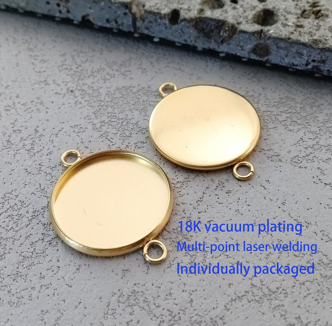 Stainless Steel 6mm 12mm 30mm Settings Base, 18K Vacuum Plating Gold ...