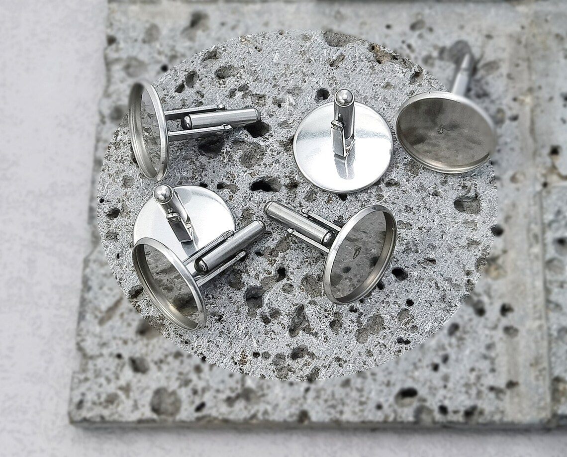 Stainless Steel 6mm 8mm 10mm 12mm 14mm 15mm Flat Pad French Cufflink ...