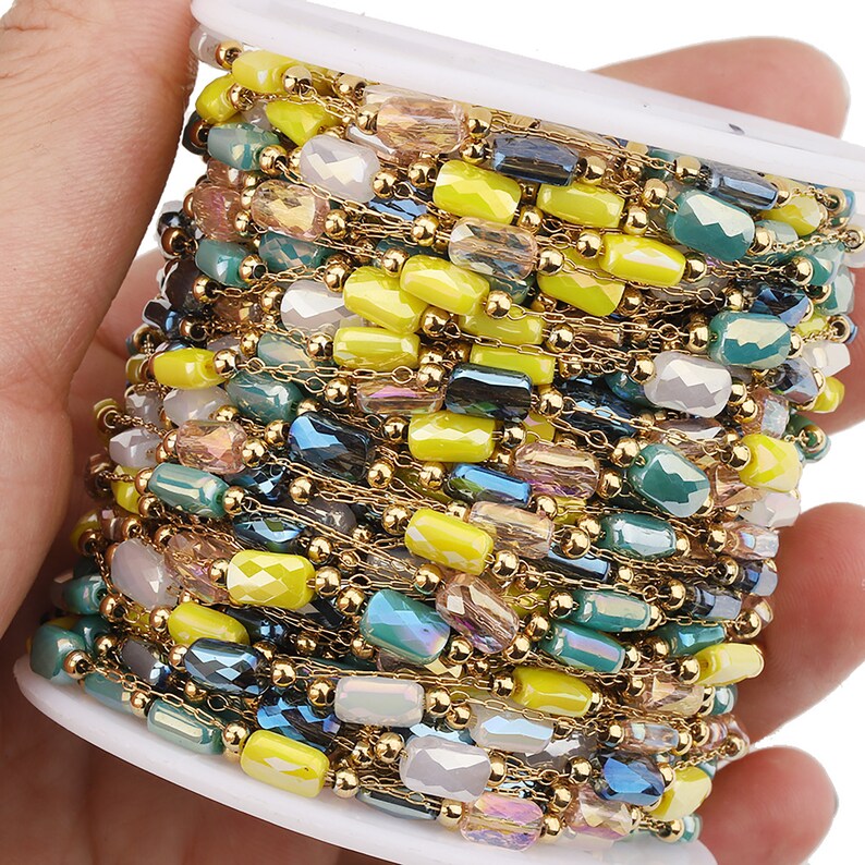 Rectangle Crystal Beaded Chain for Permanent Jewelry Making: the ...