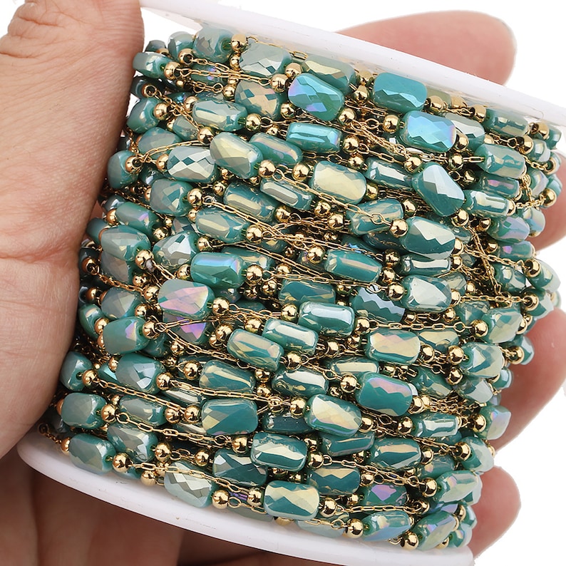 Rectangle Crystal Beaded Chain for Permanent Jewelry Making: the ...