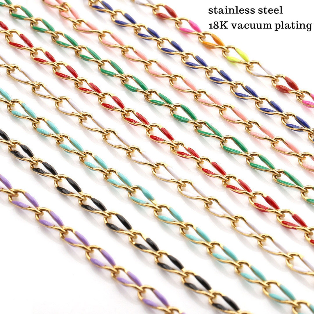 304 Stainless Steel 18K Vacuum Plating Enamel Chain,perfect Enamel Rolo ...