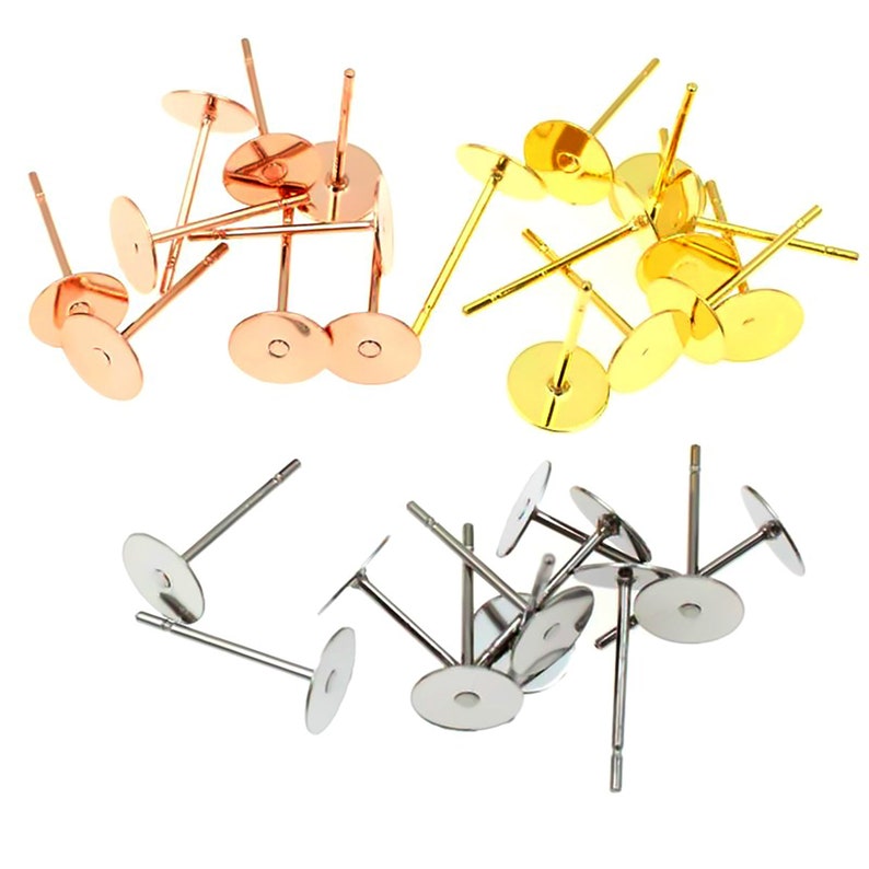 6mm 8mm 10mm 12mm Pad Stainless Steel Blank Earring Stud Base Cabochon ...