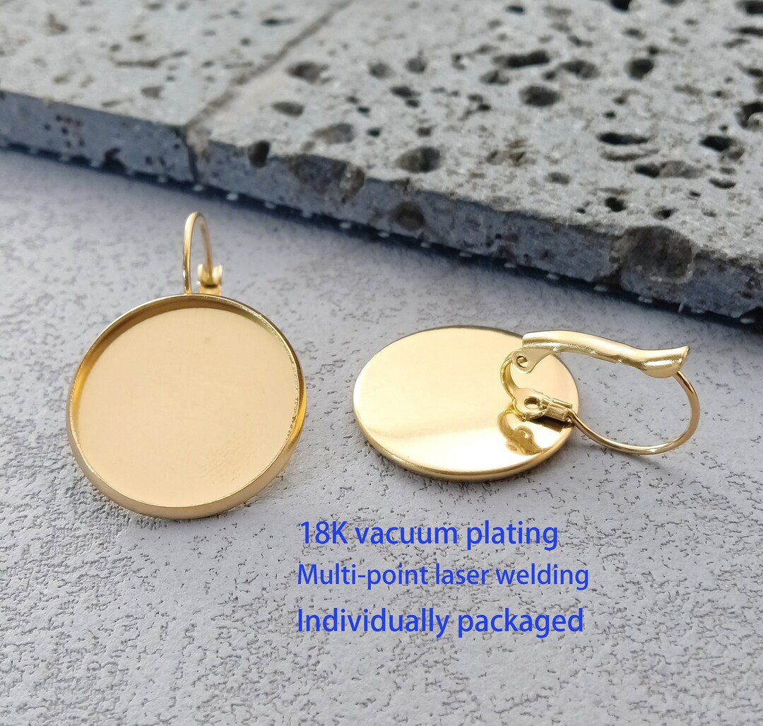 Stainless Steel 18K Vacuum Plating Bezel French Earring Bases Blanks ...