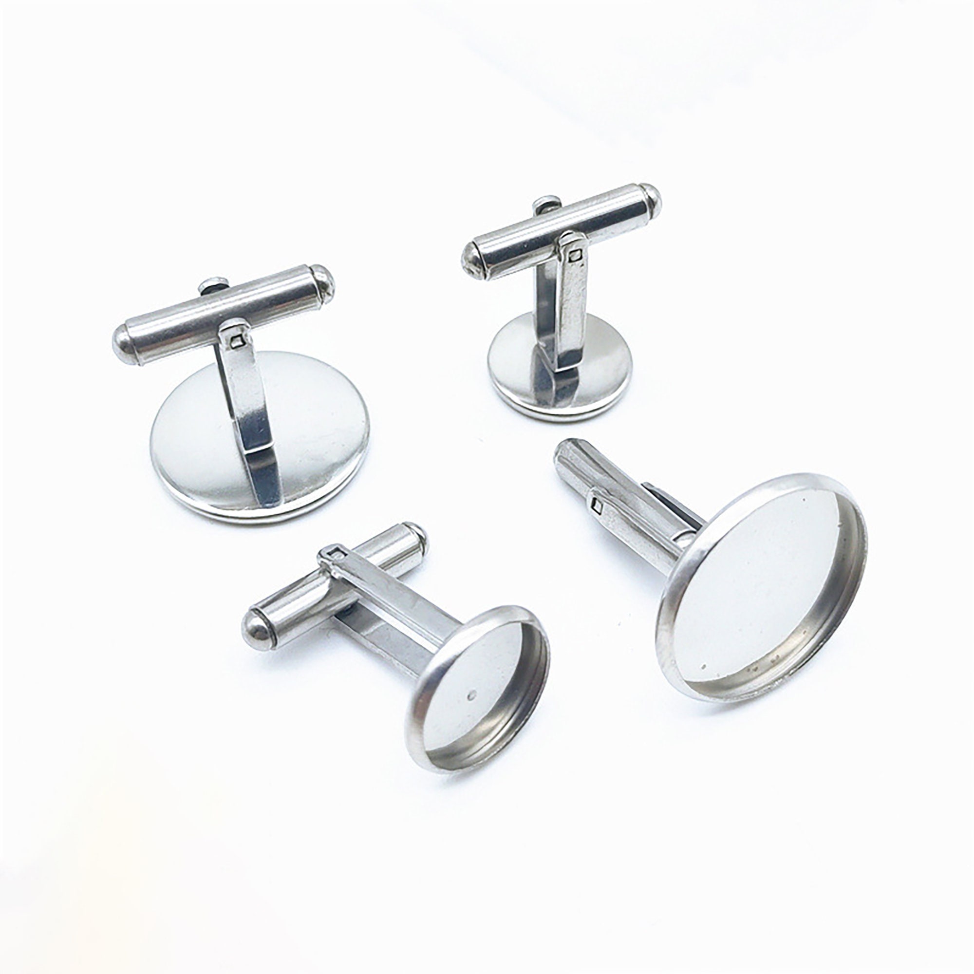Stainless Steel 6mm 8mm 10mm 12mm 14mm 15mm Flat Pad French Cufflink ...