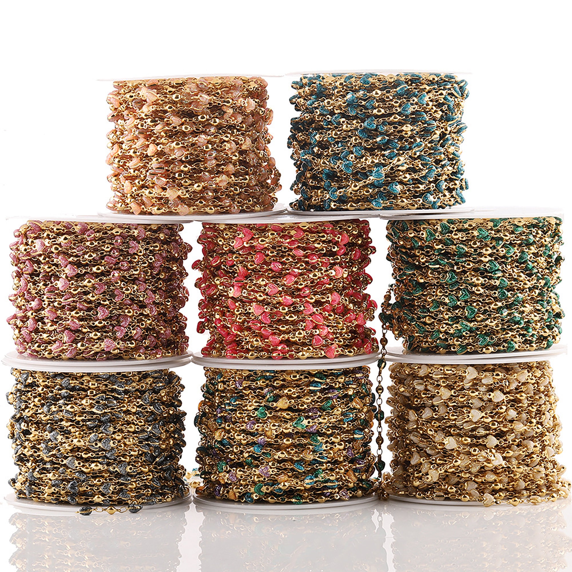 304 Stainless Steel Heart Enamel Ball Chaincolorful Beaded - Etsy